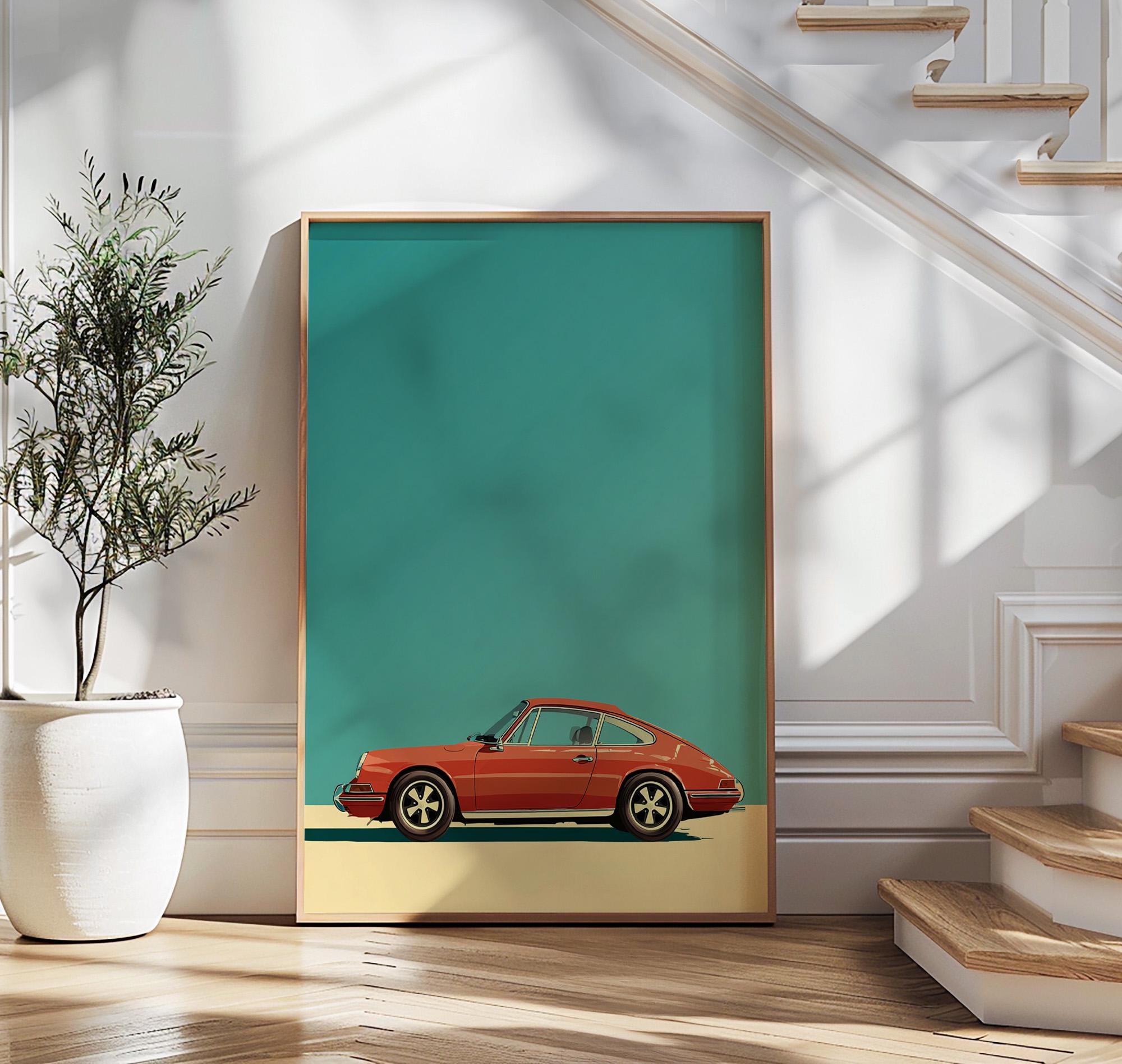 Vintage Red Porsche 911 Poster, Porsche Print, Classic Car Wall Art ...