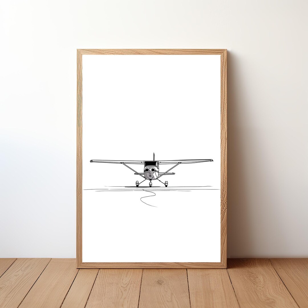 Cessna Line Art Poster, Minimalist Airplane Wall Print, Skyhawk ...