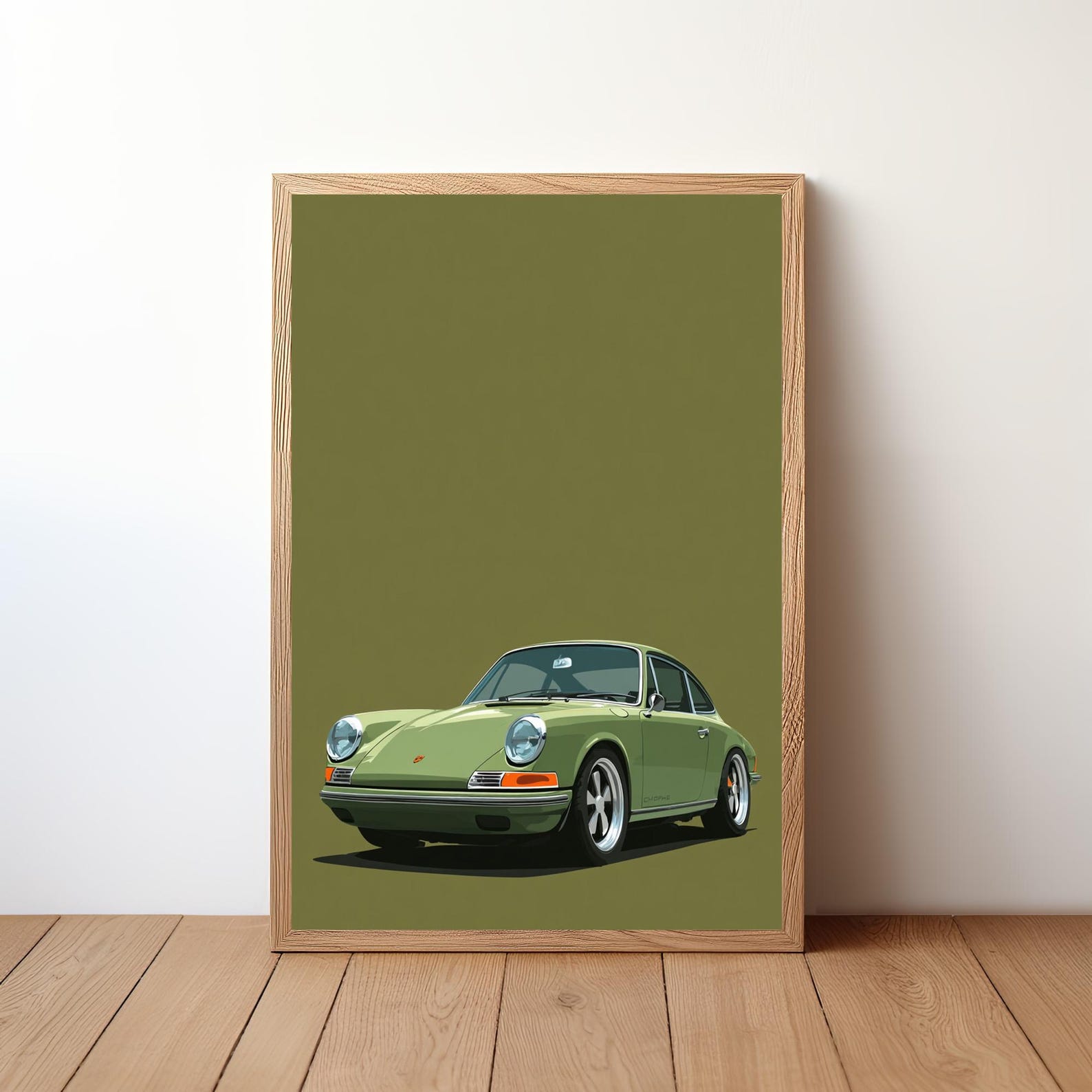 Vintage Green Porsche 911 Poster, Porsche Print, Classic Car Wall Art ...