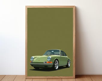 Vintage Red Porsche 911 Poster, Porsche Print, Classic Car Wall Art ...