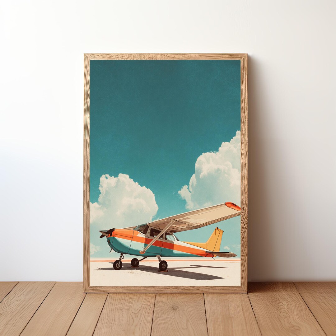 Minimalist Cessna Plane Poster, Modern Aviation Wall Art, Small ...