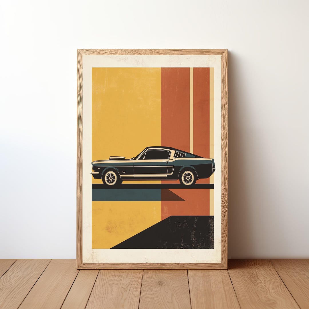 Vintage Ford Mustang Poster, Mustang Print, Classic Car Wall Art ...