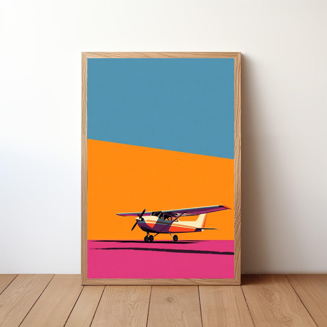 Minimalist Cessna Plane Poster, Modern Aviation Wall Art, Small ...