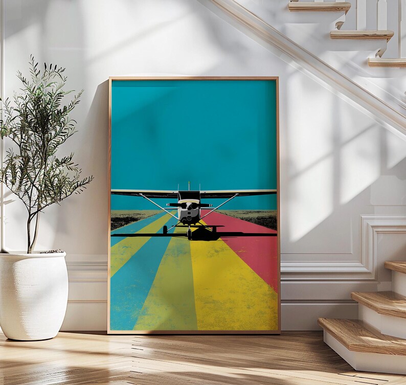 Minimalist Cessna Plane Poster, Modern Aviation Wall Art, Small ...