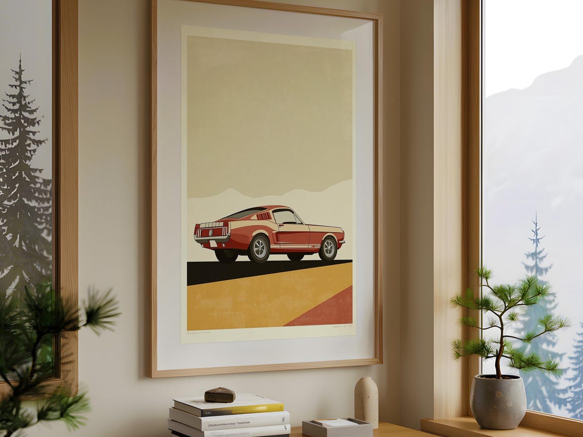 Vintage Ford Mustang Poster, Mustang Print, Classic Car Wall Art ...