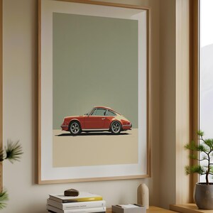 Vintage Red Porsche 911 Poster, Porsche Print, Classic Car Wall Art ...