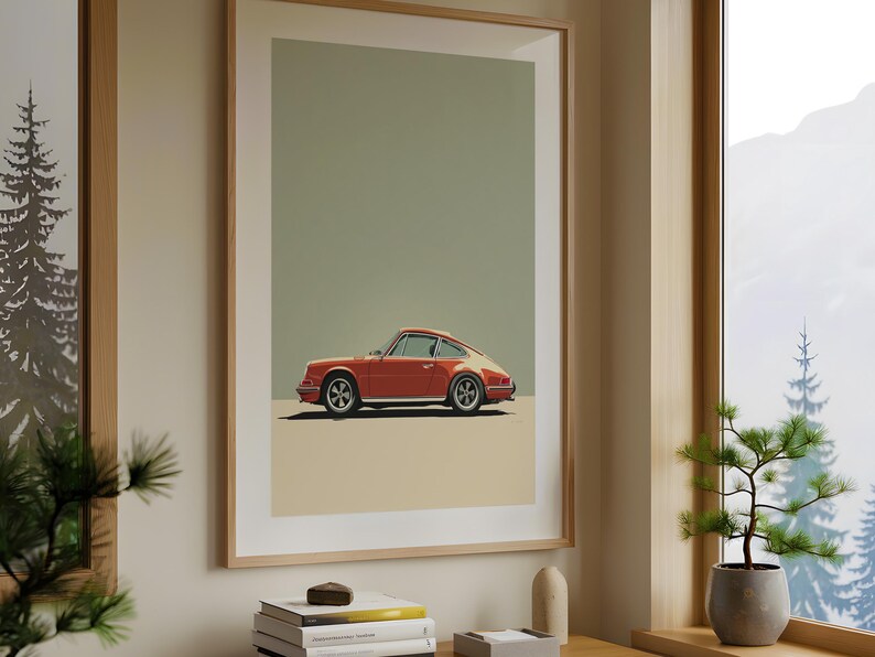 Vintage Red Porsche 911 Poster, Porsche Print, Classic Car Wall Art ...