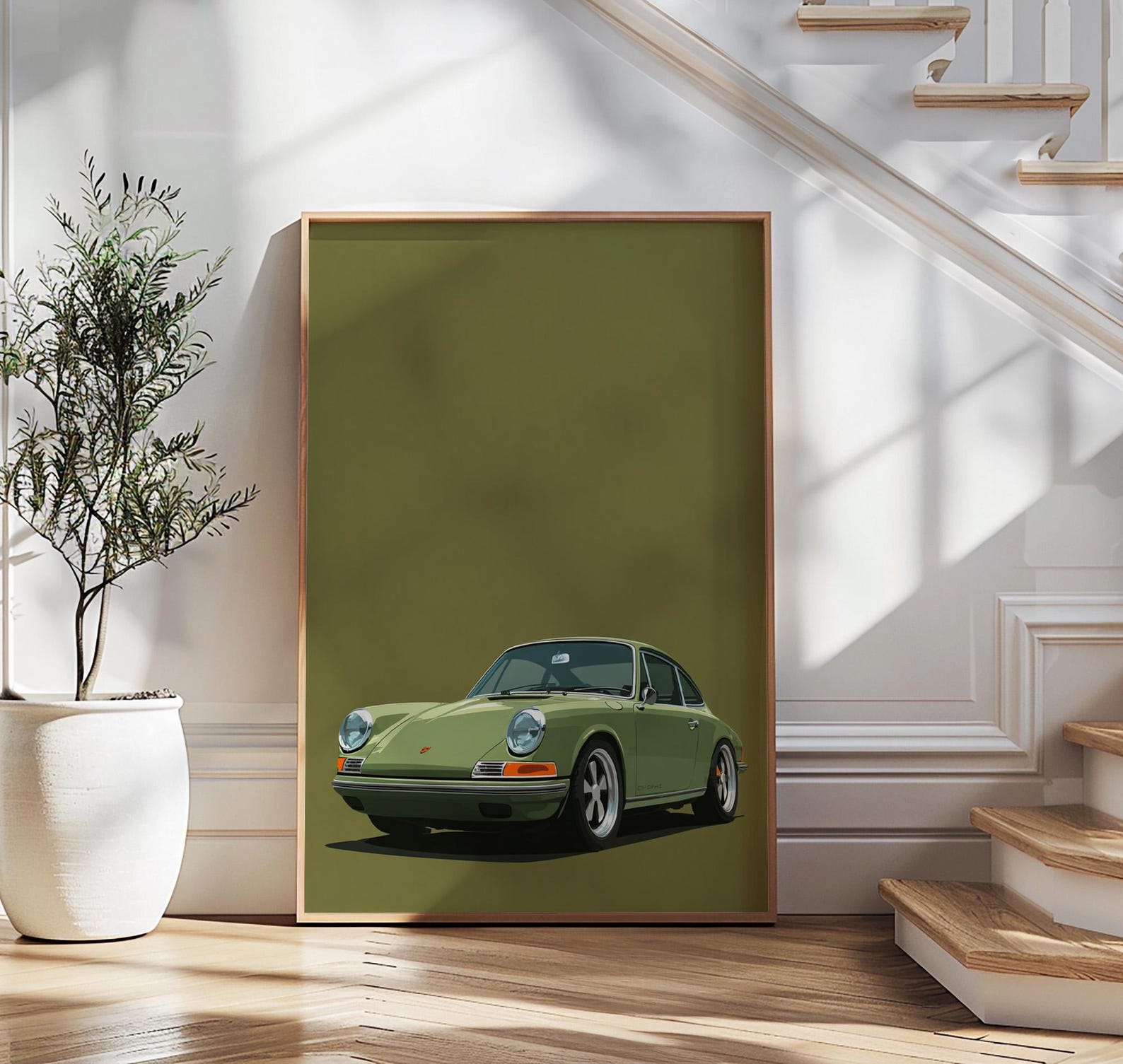 Vintage Green Porsche 911 Poster, Porsche Print, Classic Car Wall Art ...