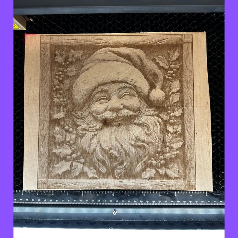 Santa - Laser Engraving File 3D Illusion PNG and Lightburn File Ready ...