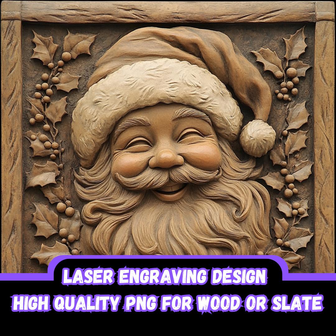Santa - Laser Engraving File 3D Illusion PNG and Lightburn File Ready ...