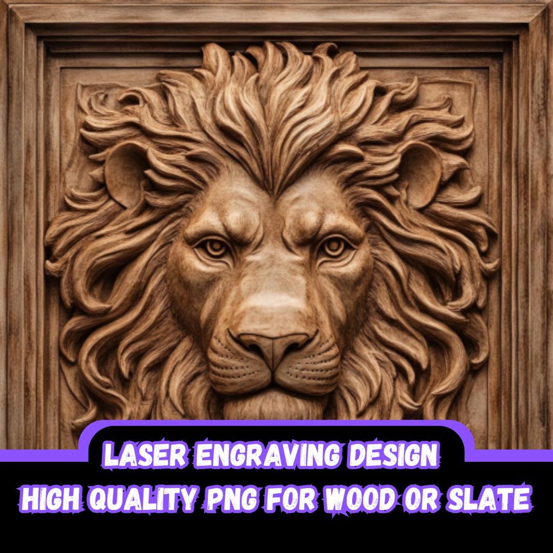 Lion Wood Laser Engraving 3D Illusion PNG File Lightburn Ready-to-use ...