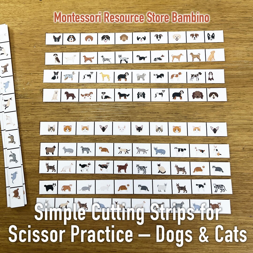 Simple Cutting Strips for Scissor Practice – Dogs & Cats - Etsy