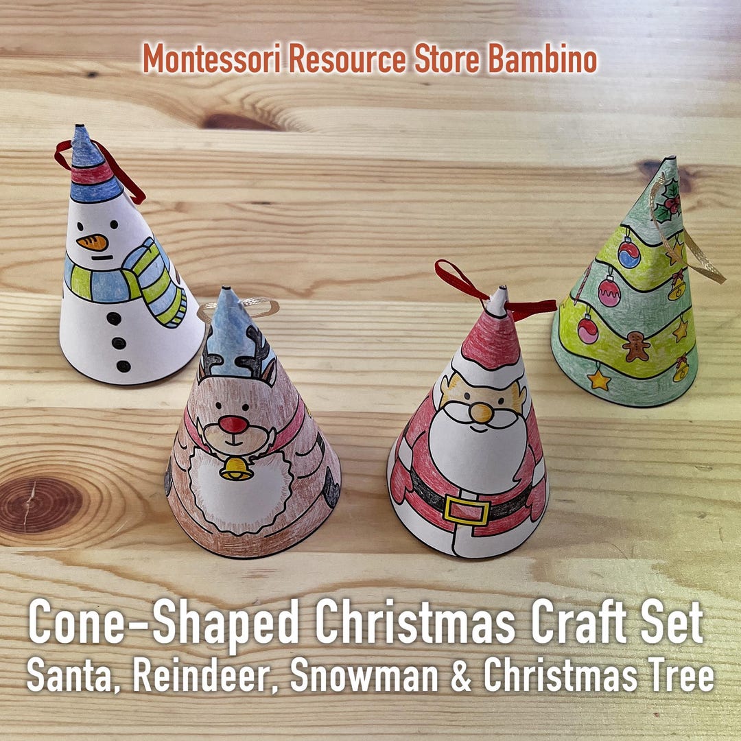 Cone-shaped Christmas Craft Set | Santa, Reindeer, Snowman & Christmas ...