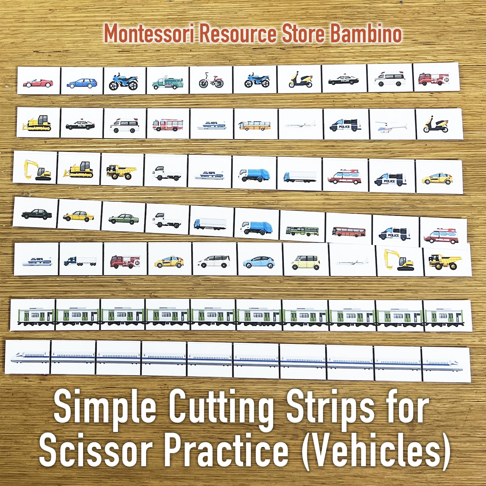 Simple Cutting Strips for Scissor Practice (vehicles) - Etsy