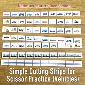 Simple Cutting Strips for Scissor Practice (vehicles) - Etsy