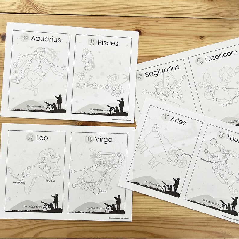 Sticker Activity Sheet - 12 Constellations - Etsy