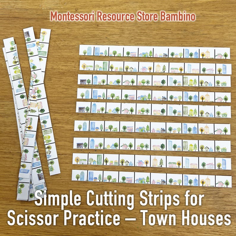 Simple Cutting Strips for Scissor Practice – Town Houses - Etsy