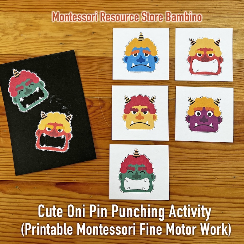 Oni Pin Punching Printable: Montessori Fine Motor Activity (PDF ...