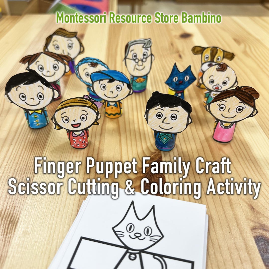 Finger Puppet Family Craft — Scissor Cutting & Coloring Activity - Etsy