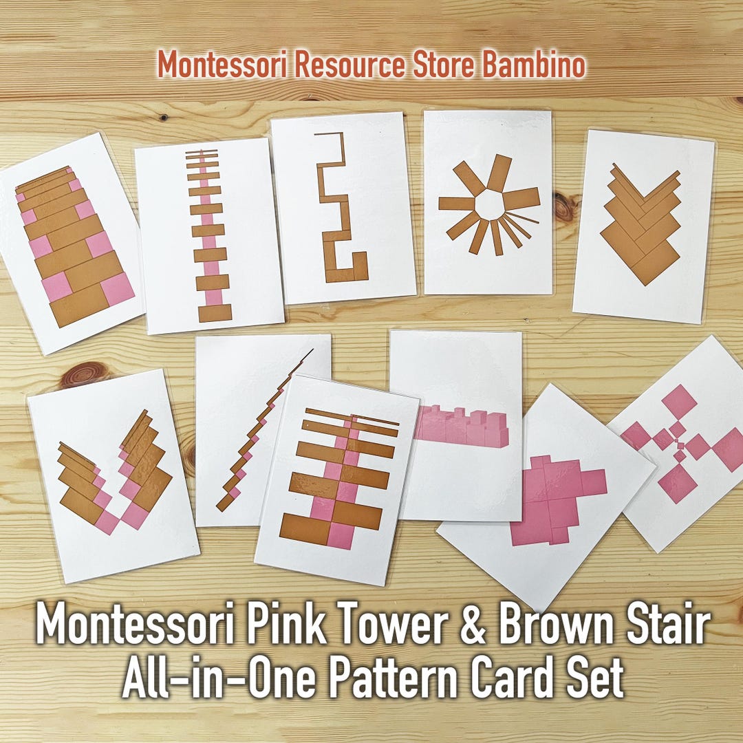 Montessori Pink Tower & Brown Stair All-in-one Pattern Card Set - Etsy