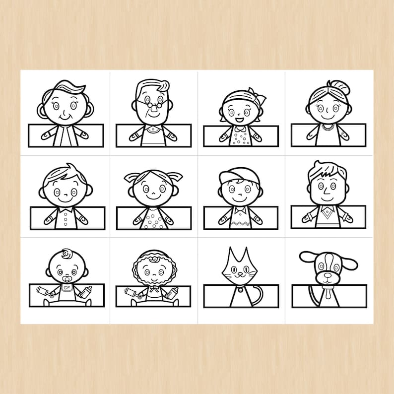 Finger Puppet Family Craft — Scissor Cutting & Coloring Activity - Etsy