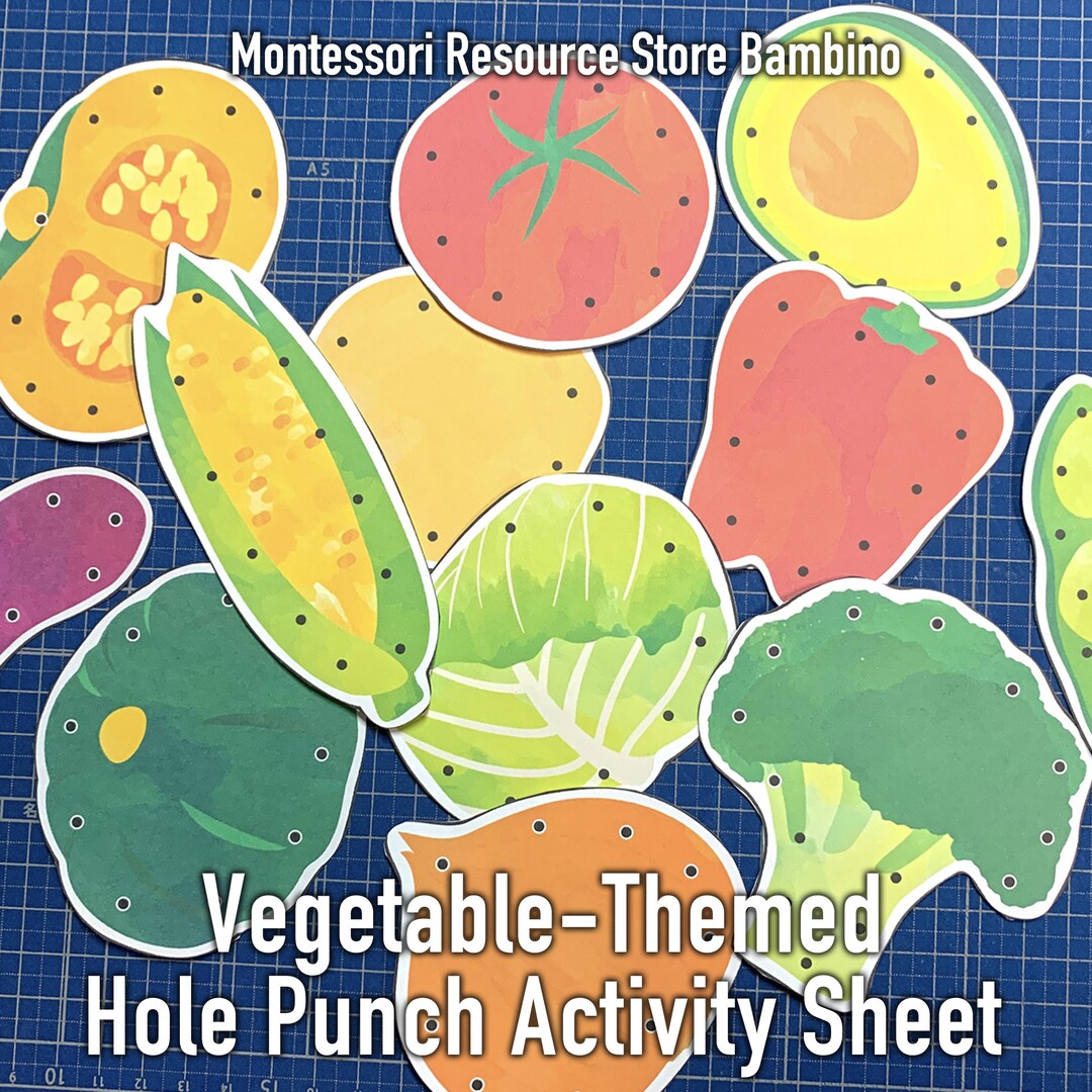 Vegetable-themed Hole Punch Activity Sheet (soft Watercolor Design) - Etsy