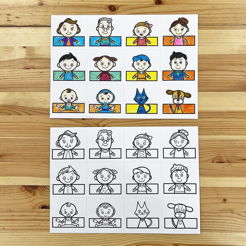 Finger Puppet Family Craft — Scissor Cutting & Coloring Activity - Etsy