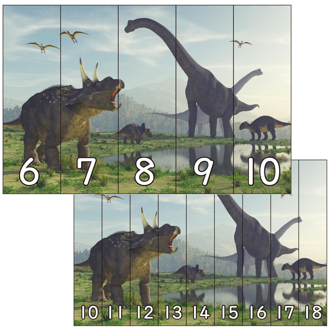 Dinosaur Number Puzzle - Etsy