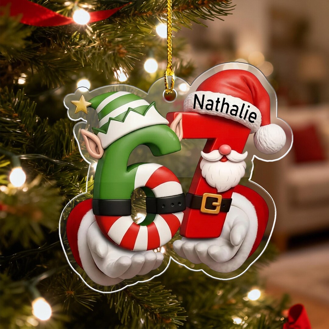Personalized 67 Ornament,funny Six Seven 2D Flat Christmas Decor,santa ...