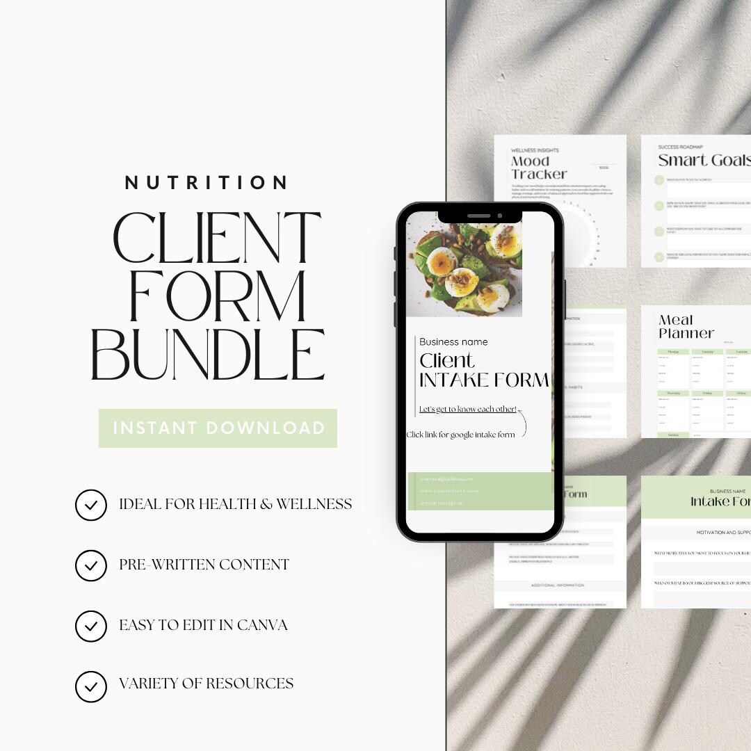 Client Intake Form Template With Editable Google Form for Nutritionist ...