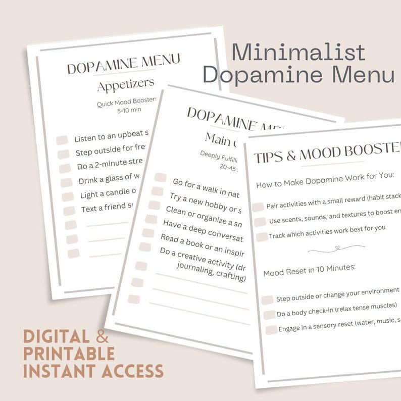 Minimalist Dopamine Menu | Simple Dopamine Detox Guide | Mindful Living ...