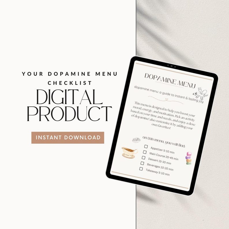 Dopamine Menu Checklist | Self-care Planner | ADHD & Mental Health Tool ...