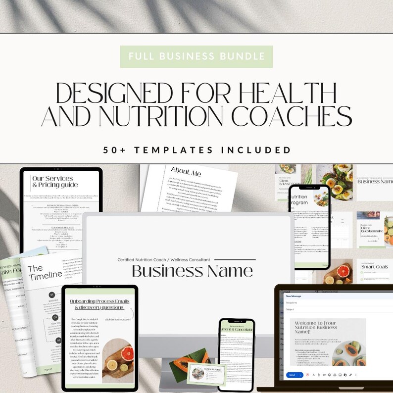 Nutrition Coaching Templates Bundle | Editable Client Forms, Meal ...