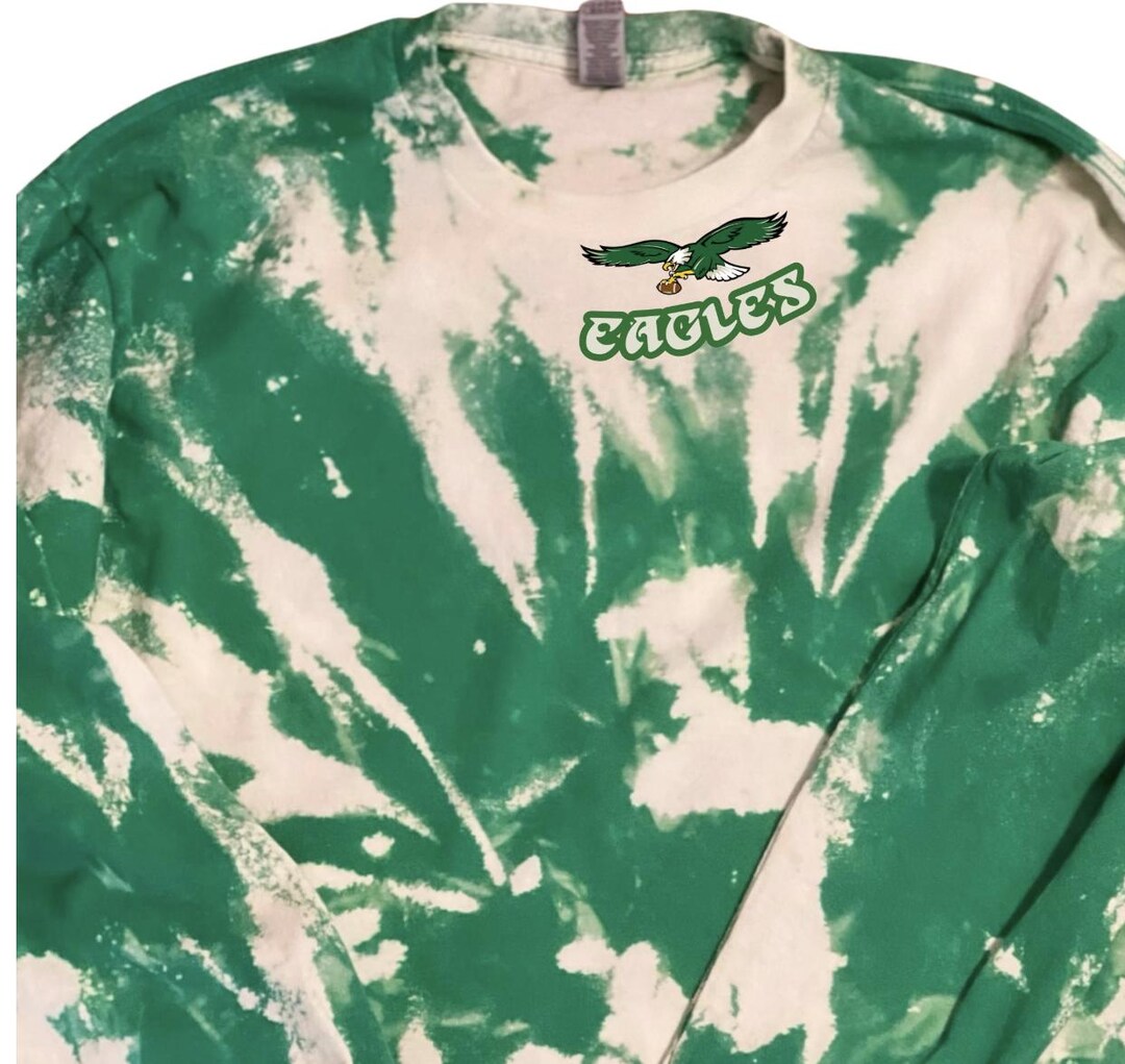 Philadelphia Eagles Tie Dye Long Sleeve Shirt for Men and Women, Bleach ...
