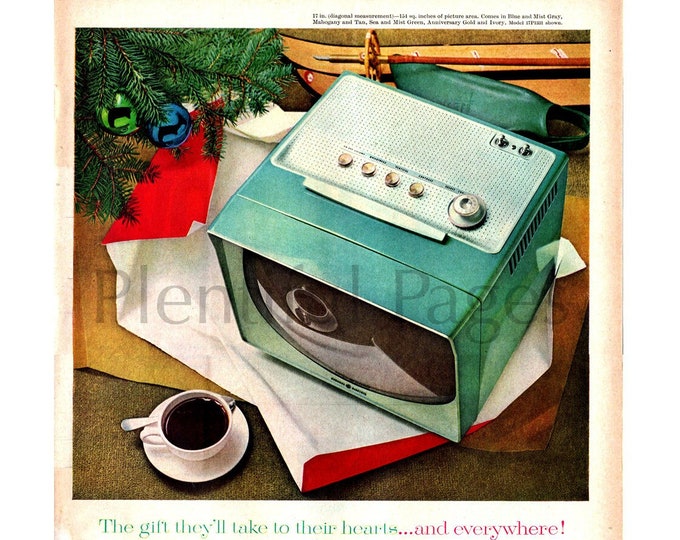 1957 GE Portable Television Vintage Ad, 1950's TV, Big-screen Portable ...