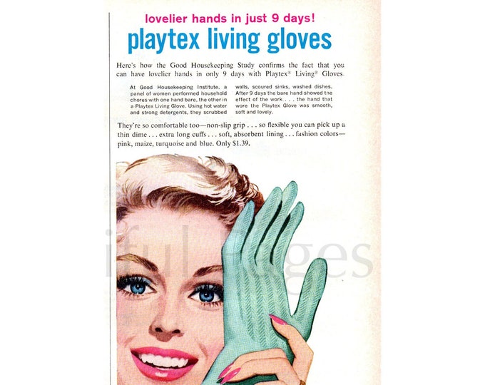 1964 Playtex Living Gloves Vintage Ad, Advertising Art, Rubber Gloves ...