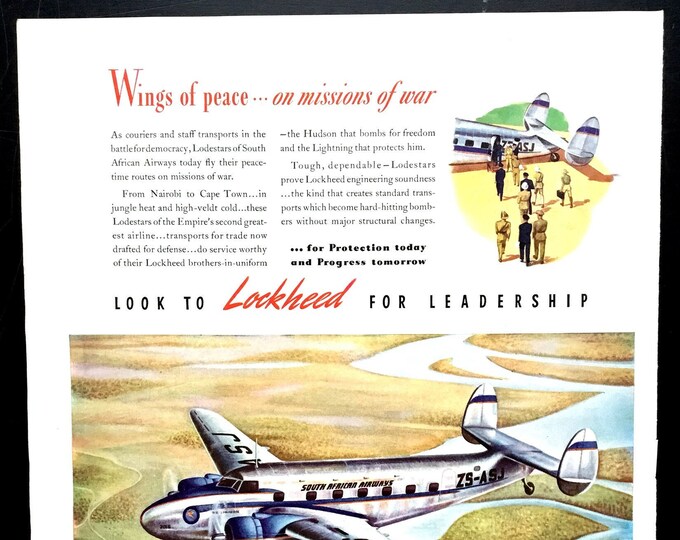 1941 Lockheed Aircraft Vintage Ad, Advertising Art, Magazine Ad, Print Ad, Airplane, Print Ad ...