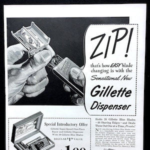 1948 Gillette Blade Dispenser Vintage Ad, Advertising Art, Magazine ...