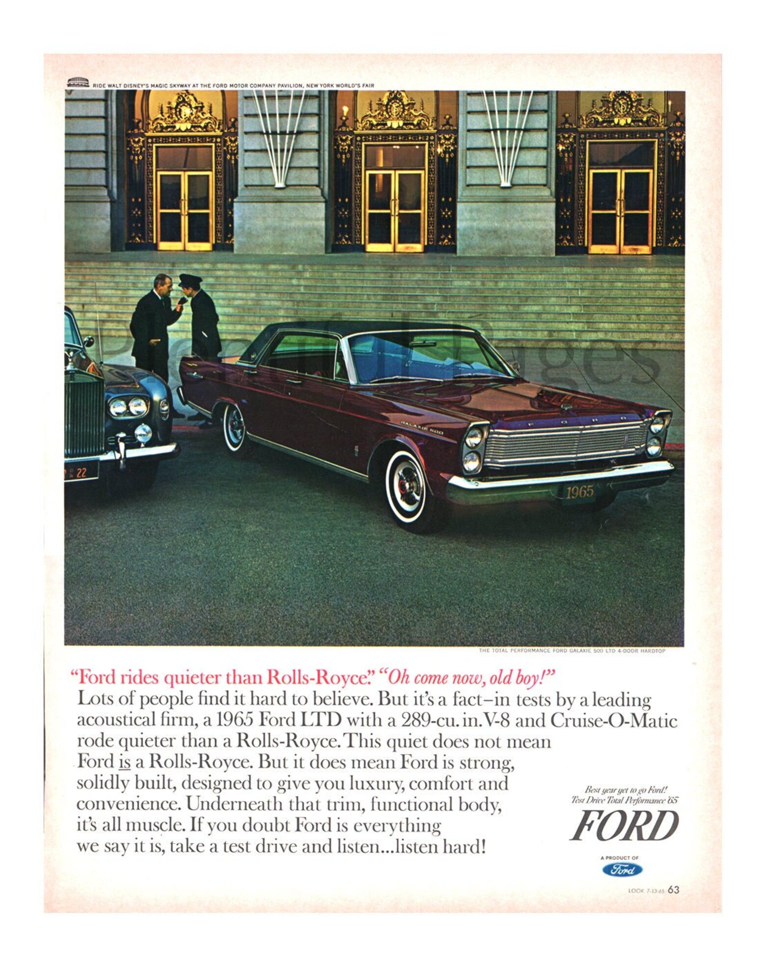 1965 Ford Vintage Ad, 1965 Ford LTD, Retro Car Ad, Advertising Art ...