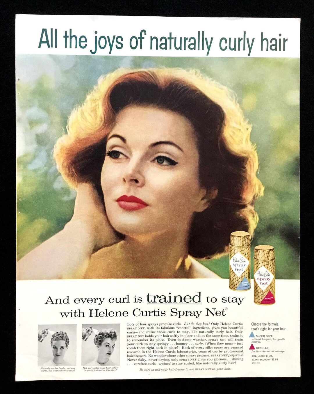 1950's Helene Curtis Spray Net Vintage Ad, Advertising Art, Magazine Ad ...