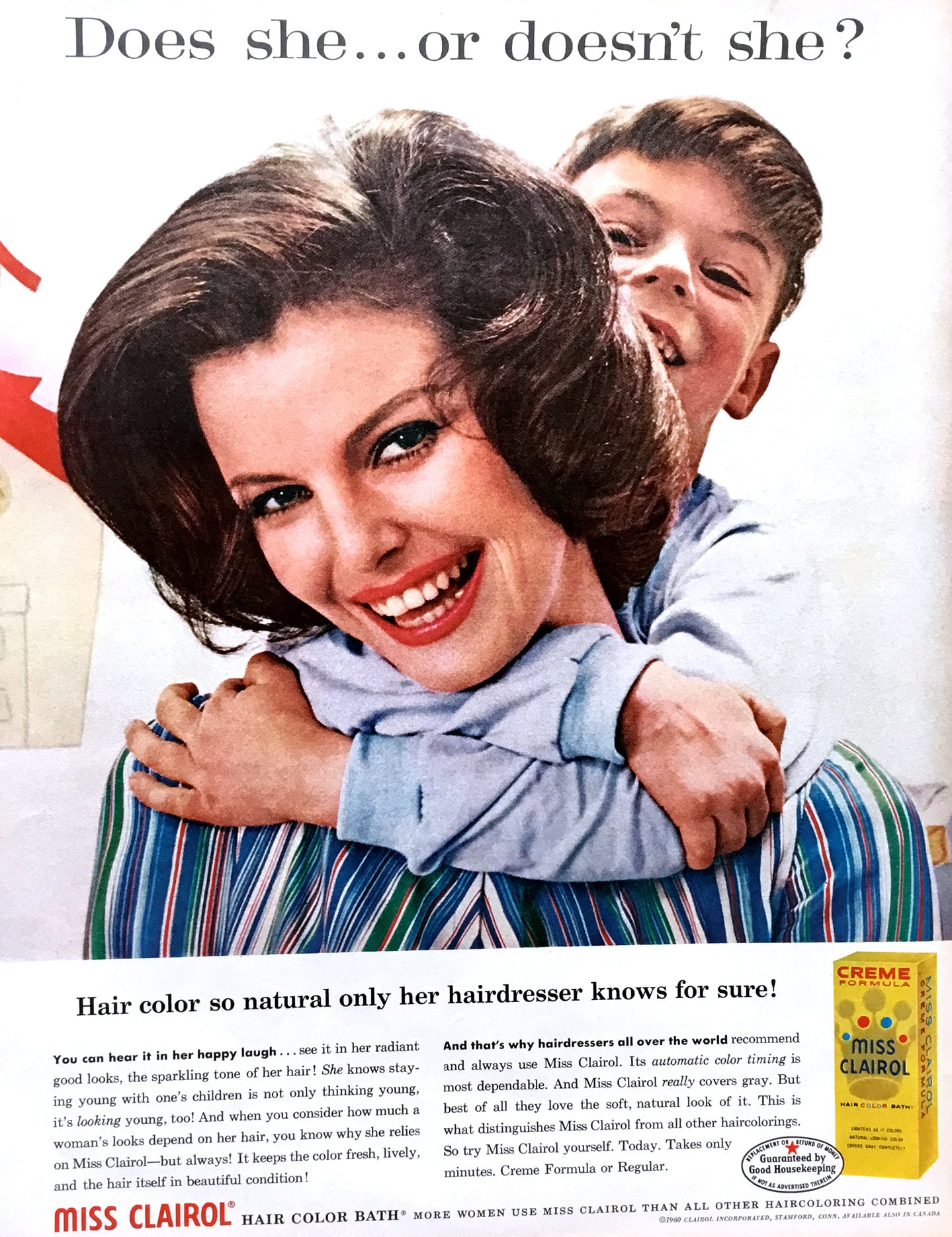 1960 Miss Clairol Vintage Ad, Advertising Art, Magazine Ad, Hair Color ...