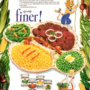 1950 Monarch Canned Foods Ad, Vintage Kitchen Art - Etsy