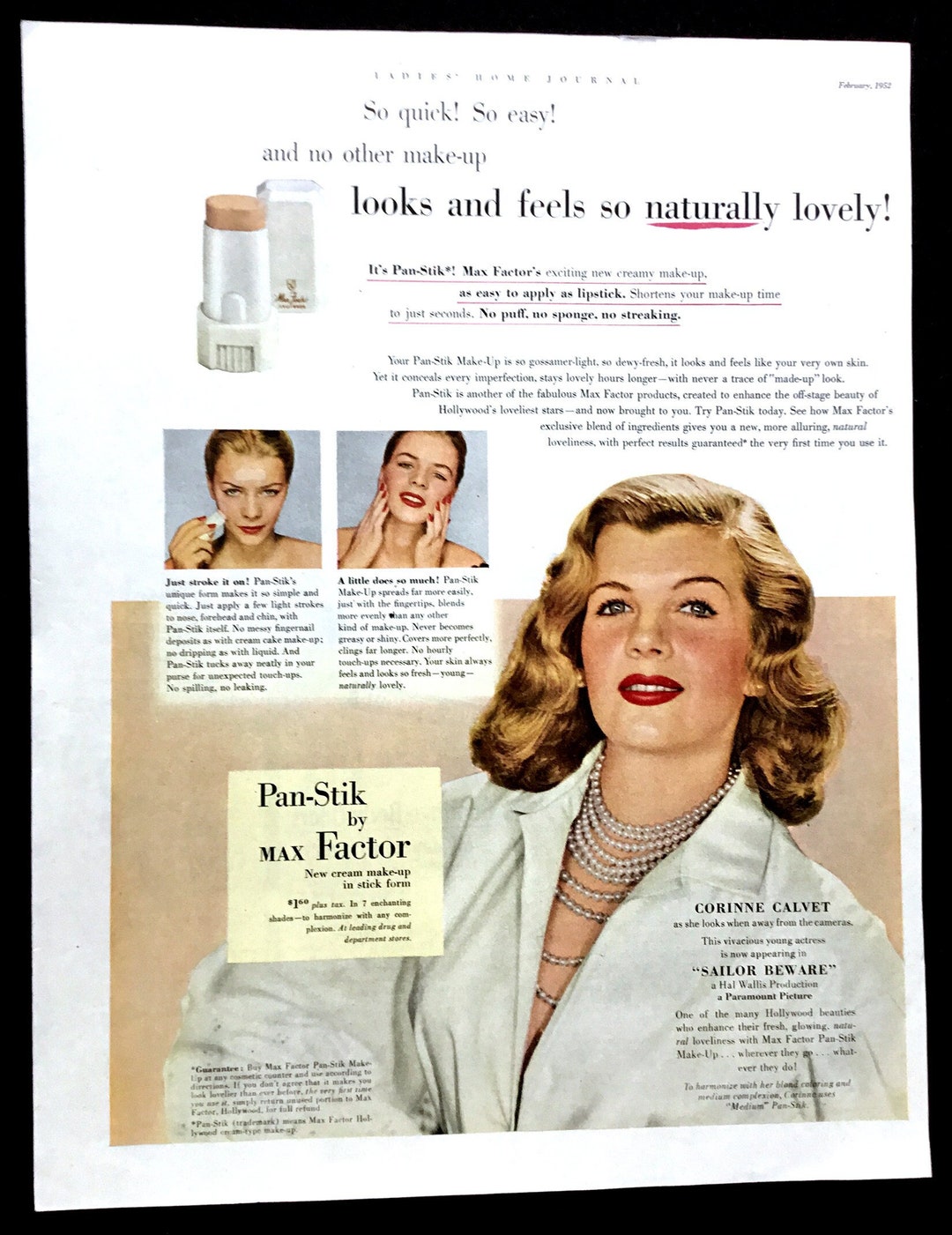 1952 Max Factor Vintage Ad, Advertising Art, Magazine Ad, Make-up, 1950 ...