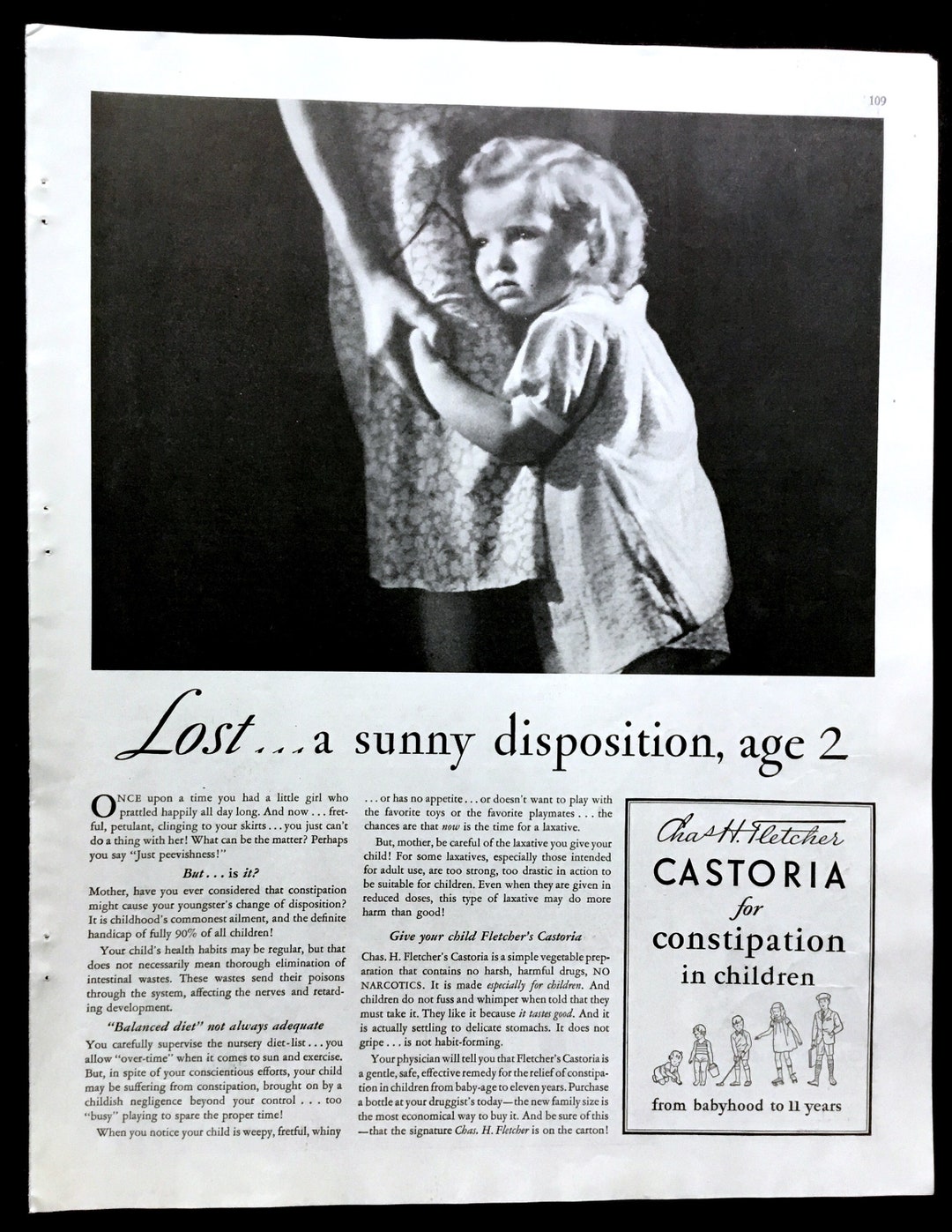 1933 Fletcher's Castoria Vintage Ad, Advertising Art, Magazine Ad, 1930 ...