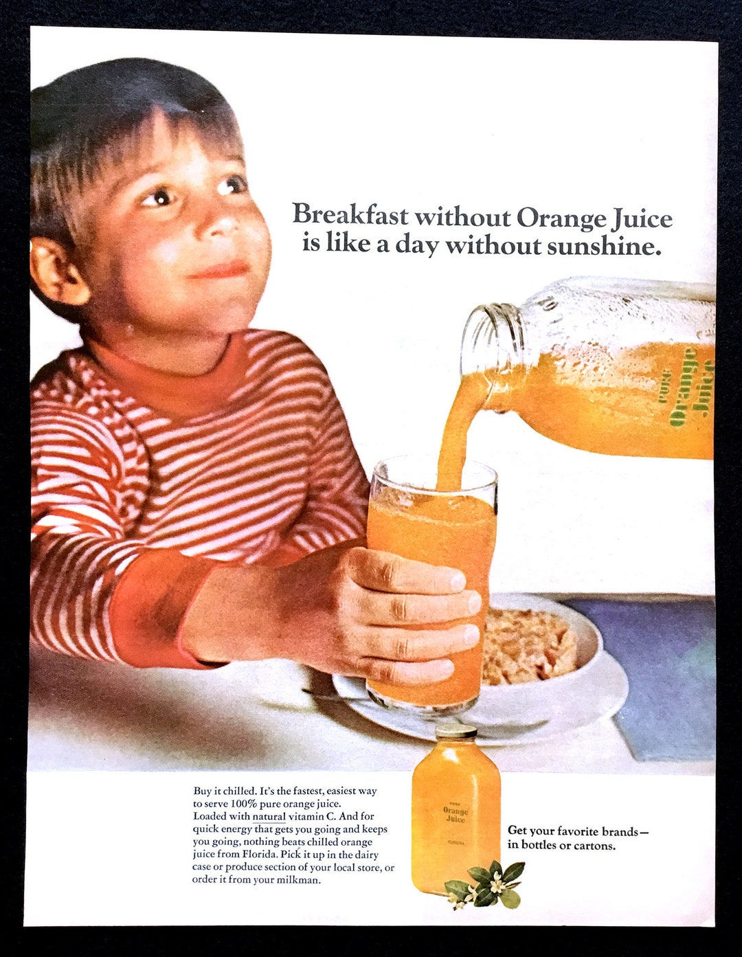 1968 Orange Juice Ad, Vintage Magazine Print, Florida Advertising Art ...