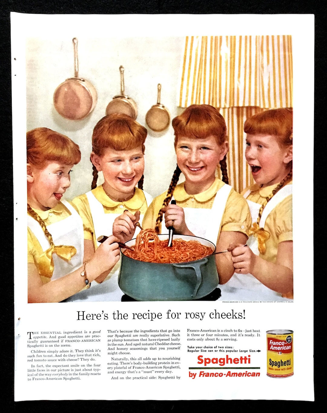 1956 Franco-american Spaghetti Vintage Ad, Advertising Art, Magazine Ad ...