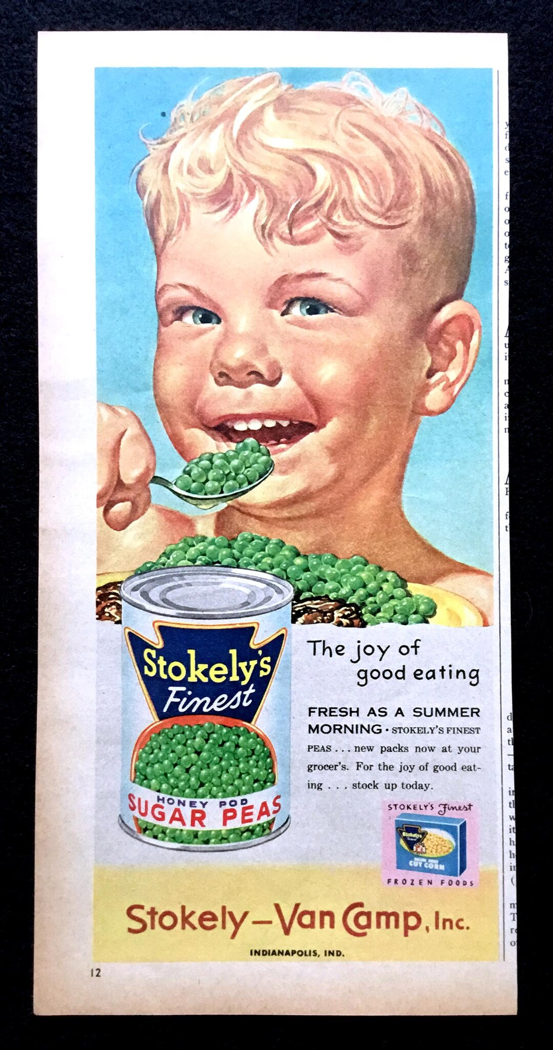 1951 Stokely's Sugar Peas Ad, Vintage Kitchen Decor - Etsy