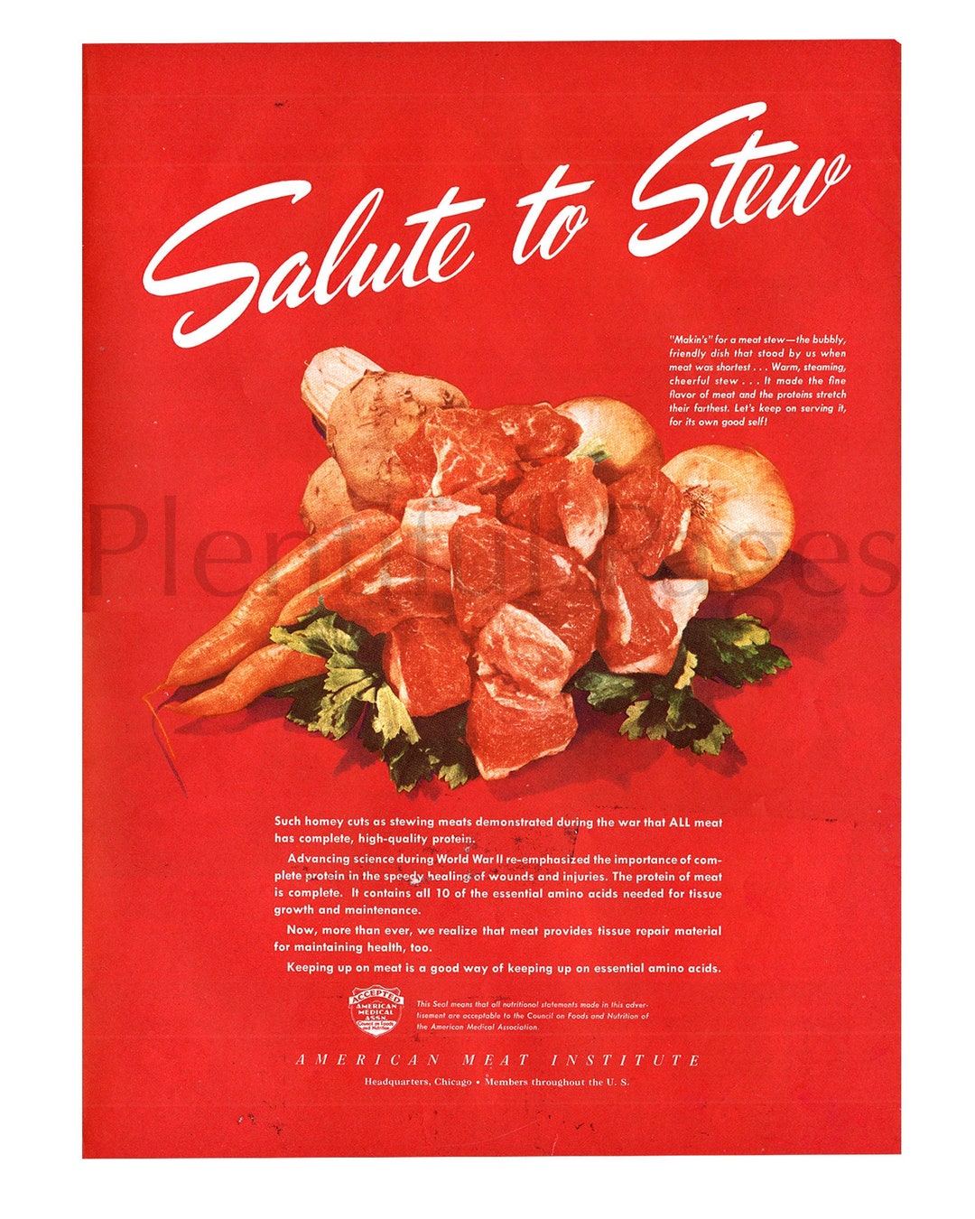 1946 American Meat Institute Ad, Vintage Beef Stew Print - Etsy