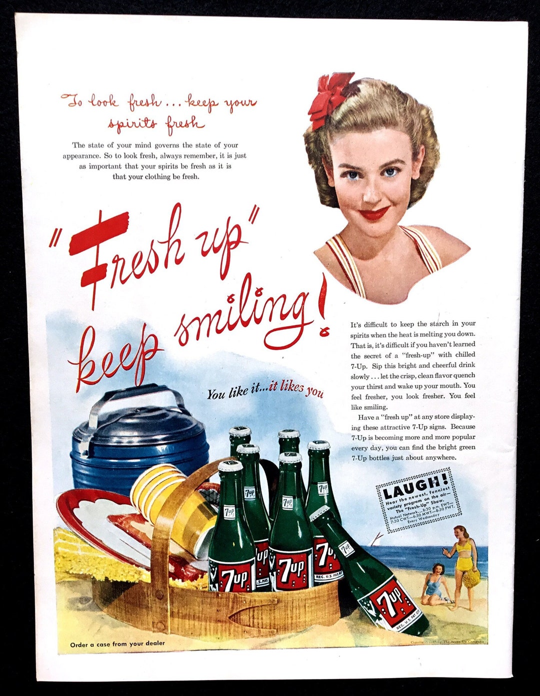 1945 7up Vintage Ad, Advertising Art, Magazinead, Soda, Print Ad ...