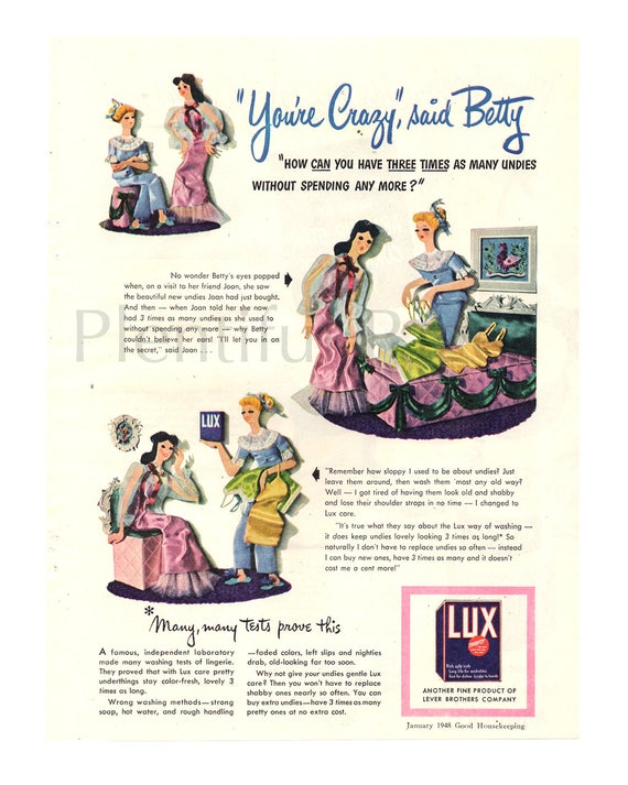 1948 Lux Laundry Detergent Vintage Ad 1940's Laundry | Etsy